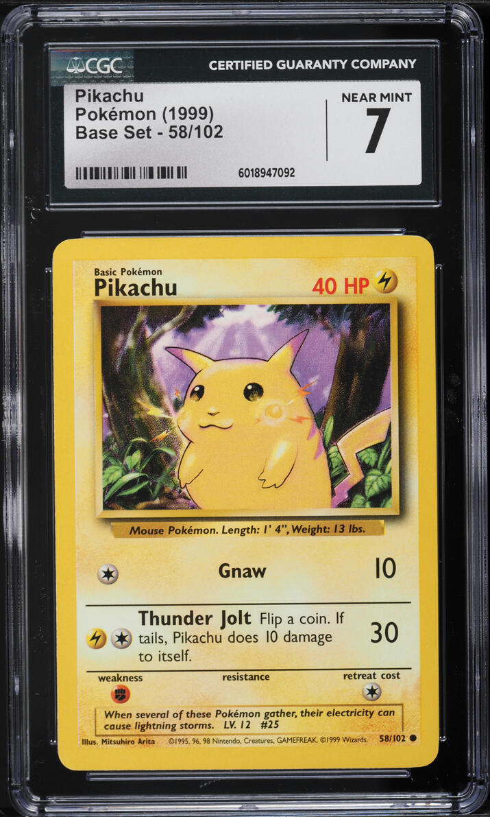 1999 Pokemon Base Set Yellow Cheeks Pikachu #58 CGC 7 NRMT on Fanatics ...