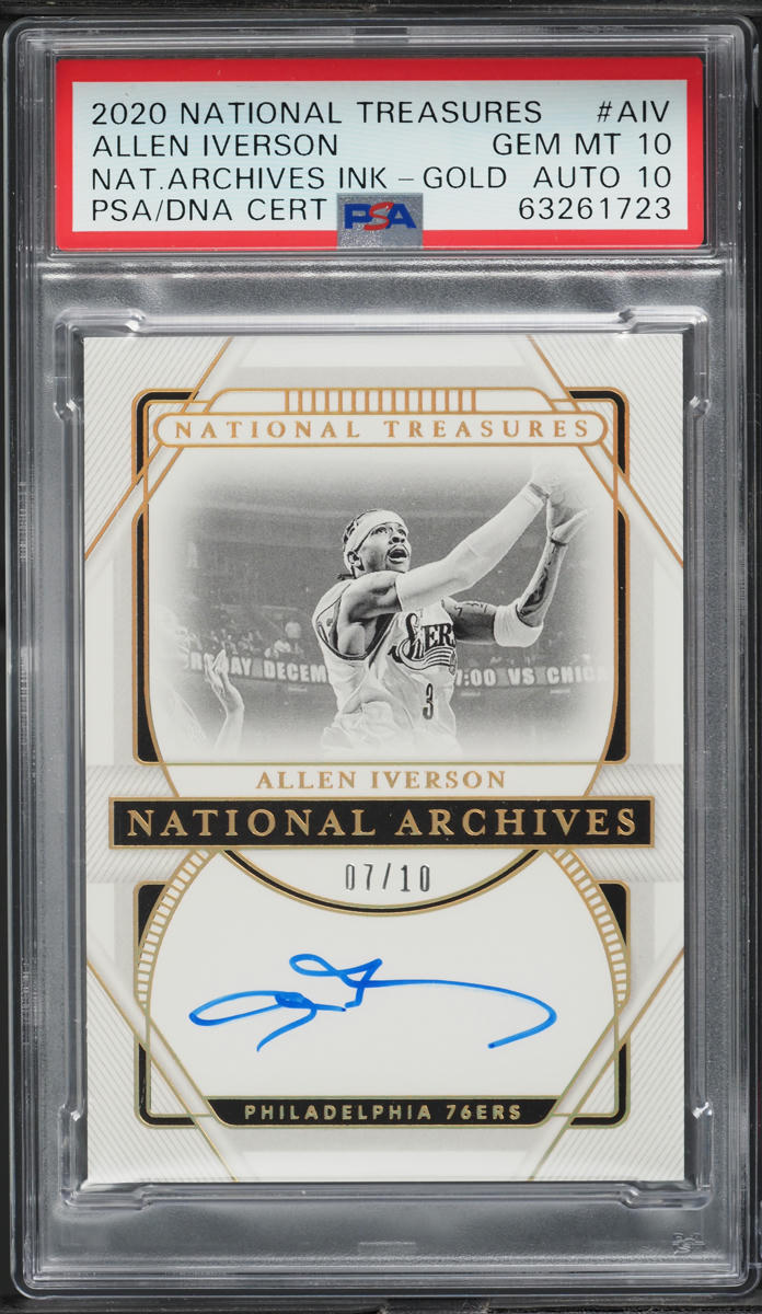 2020 National Treasures Archives Ink Gold Allen Iverson AUTO DNA 10 /10 PSA 10 on Fanatics Collect
