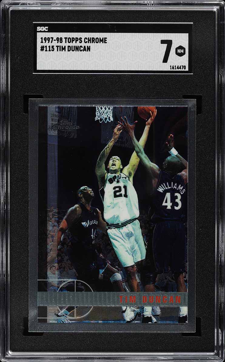1997 Topps Chrome Tim Duncan ROOKIE #115 SGC 7 NRMT on Fanatics Collect