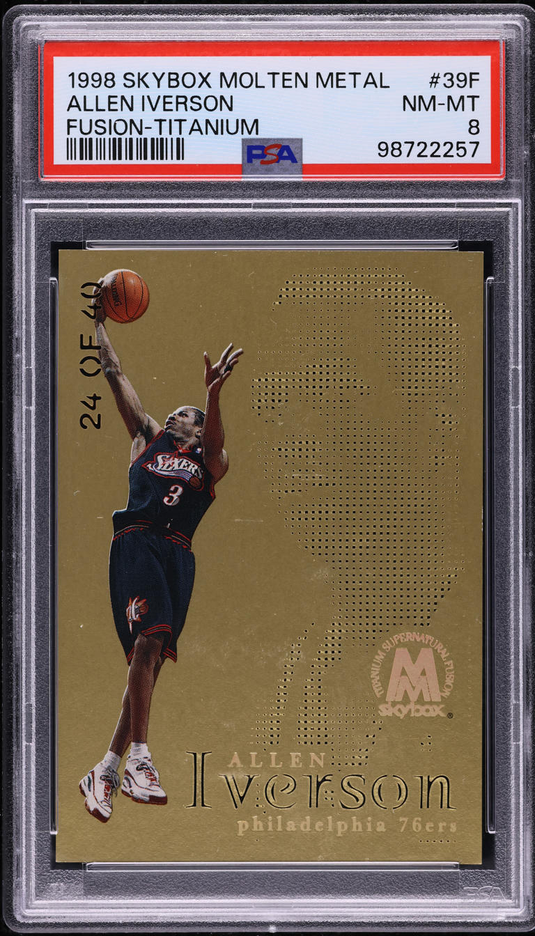 1998 Skybox Molten Metal Fusion Titanium Allen Iverson /40 #39F PSA 8 NM-MT on Fanatics Collect