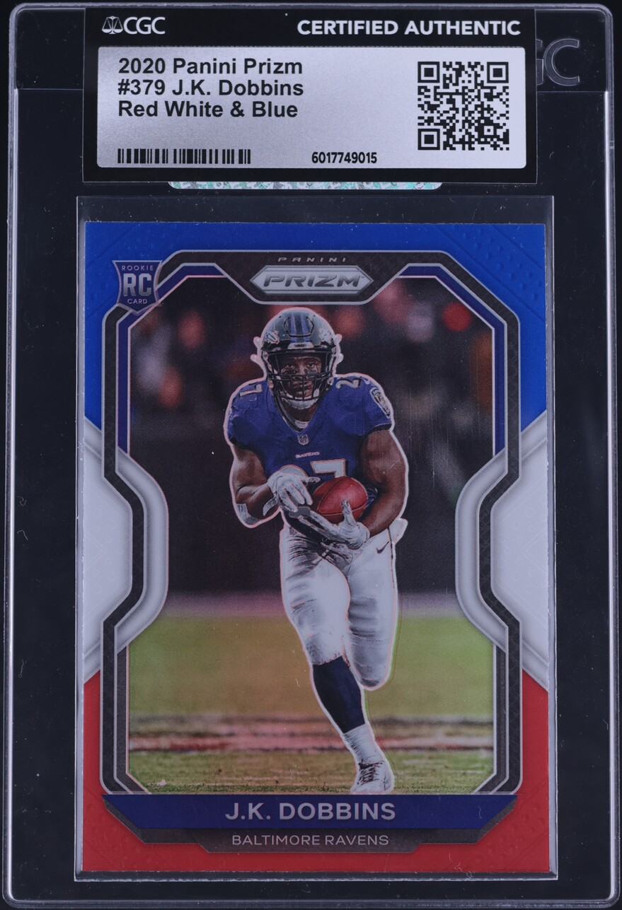 2020 Panini Prizm Red White & Blue J.K. Dobbins ROOKIE #379 CGC AUTH on ...