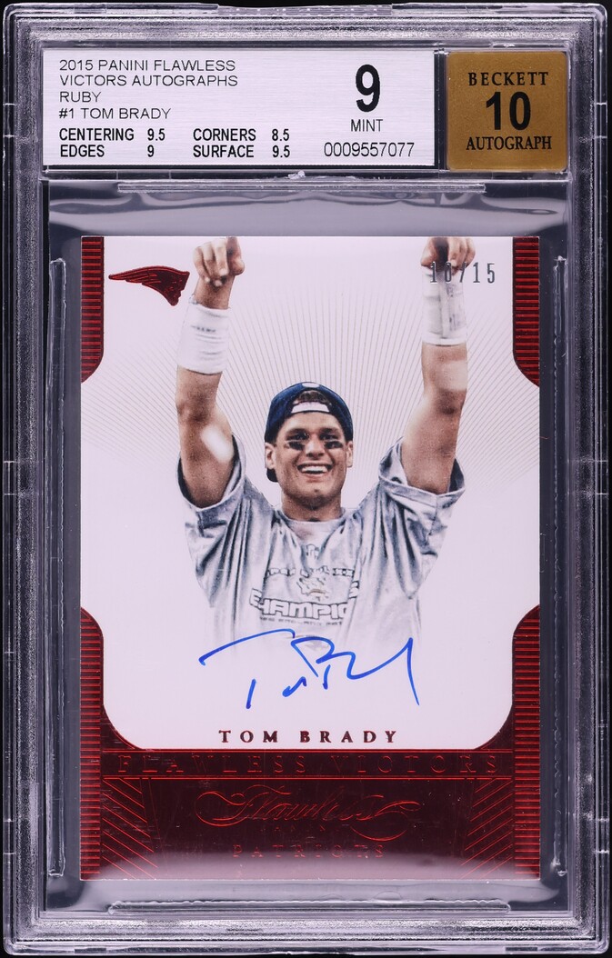 2015 Panini Flawless Victors Ruby Tom Brady AUTO /15 #FVA-TB BGS 9 MINT ...
