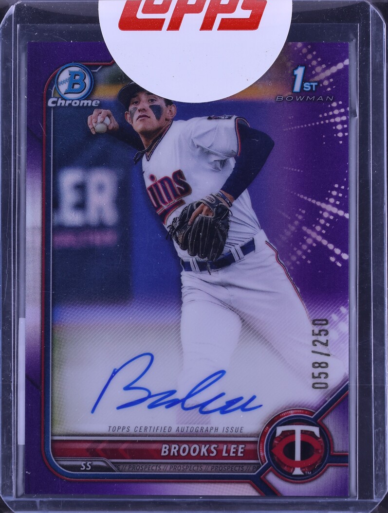 2022 Bowman Chrome Draft Purple Refractor Brooks Lee PROSPECT AUTO /250 ...