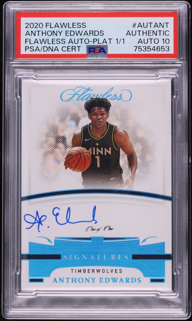 2020 Panini Flawless Platinum Anthony Edwards ROOKIE AUTO DNA 10 1/1 ...