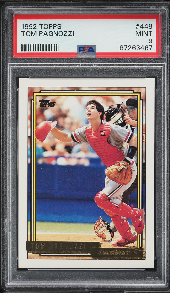 1992 Topps Tom Pagnozzi #448 PSA 9 MINT on Fanatics Collect