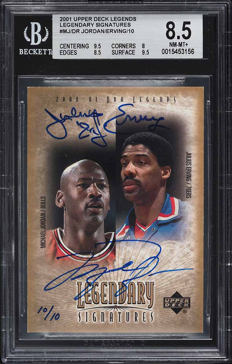 2001 Upper Deck Legends Michael Jordan Julius Erving AUTO /10 BGS 8.5 ...