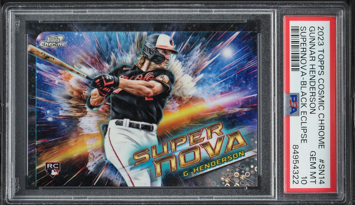 2023 Topps Chrome Cosmic Supernova Black Gunnar Henderson ROOKIE /10 PSA 10 on Fanatics Collect