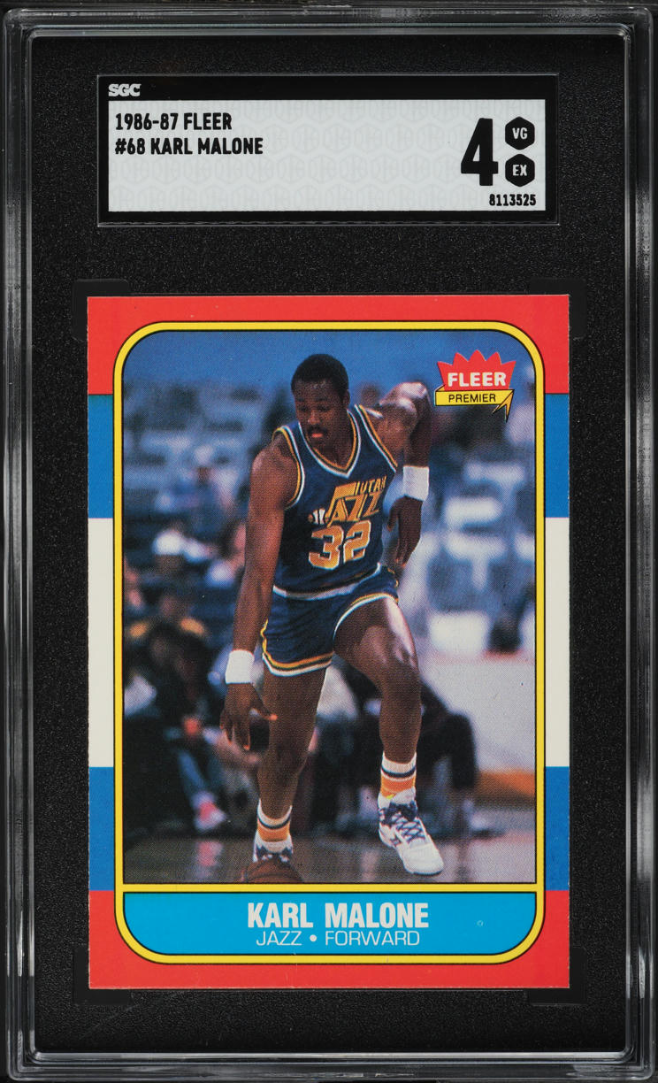 1986 Fleer Basketball Karl Malone ROOKIE #68 SGC 4 VGEX on Fanatics Collect