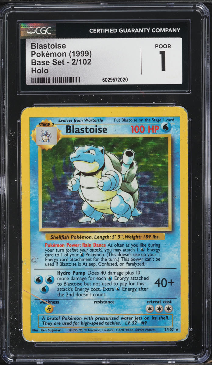 1999 Pokemon Base Set Holo Blastoise #2 CGC 1 PR on Fanatics Collect