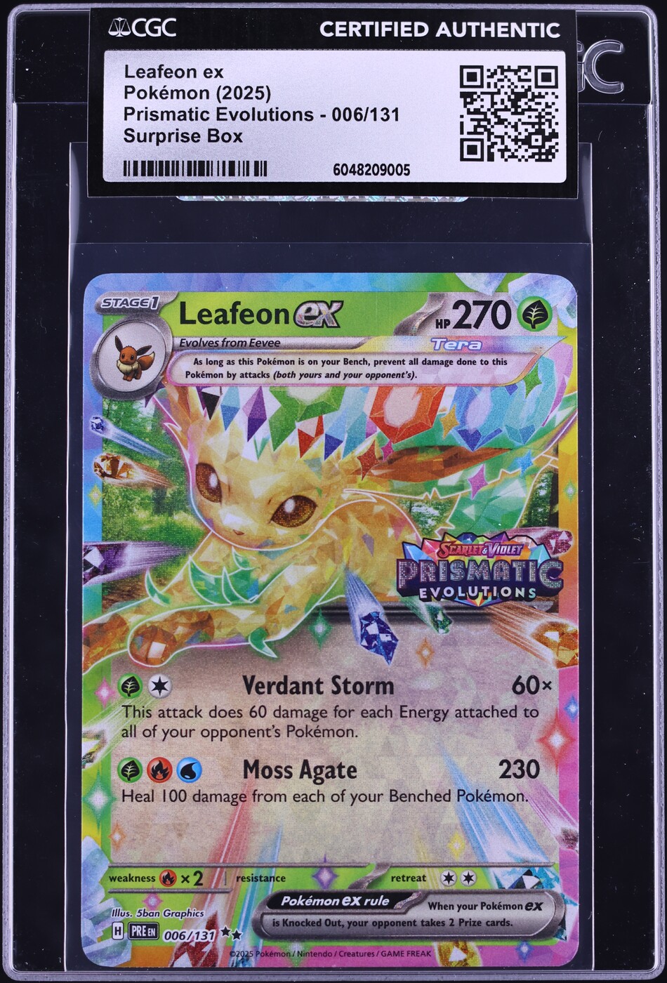 2025 Pokemon SV Prismatic Evolutions Surprise Box Leafeon ex #6 CGC ...