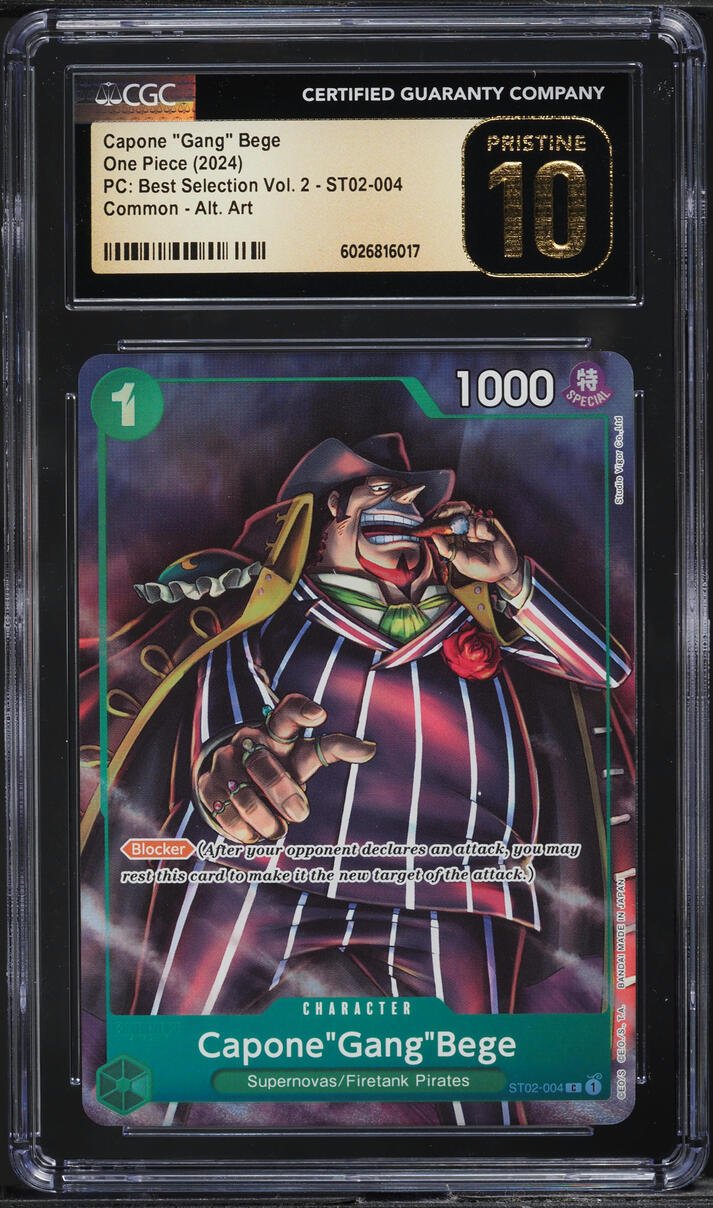 2024 One Piece The Best Selection V. 2 Alt Art Capone Gang Bege #ST02-004 CGC 10 on Fanatics Collect