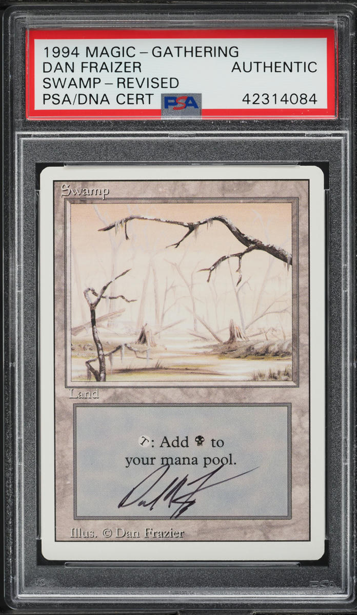 1994 Magic The Gathering MTG Revised Swamp Dan Fraizer AUTO PSA AUTH on ...