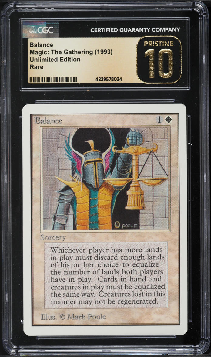 1993 Magic The Gathering MTG Unlimited Balance CGC 10 PRISTINE on ...