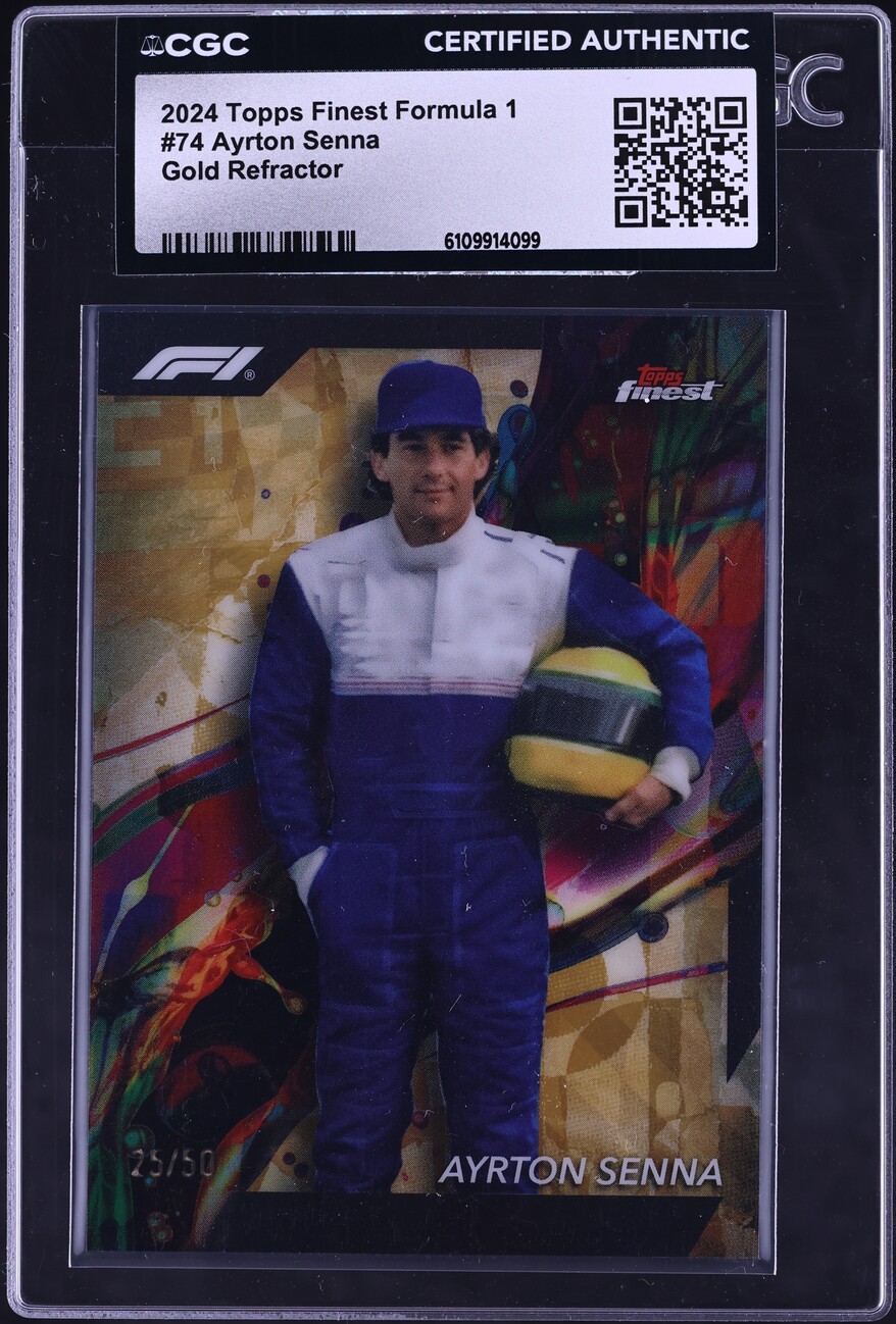 2024 Finest Formula 1 F1 Gold Refractor Ayrton Senna /50 #74 CGC AUTH ...