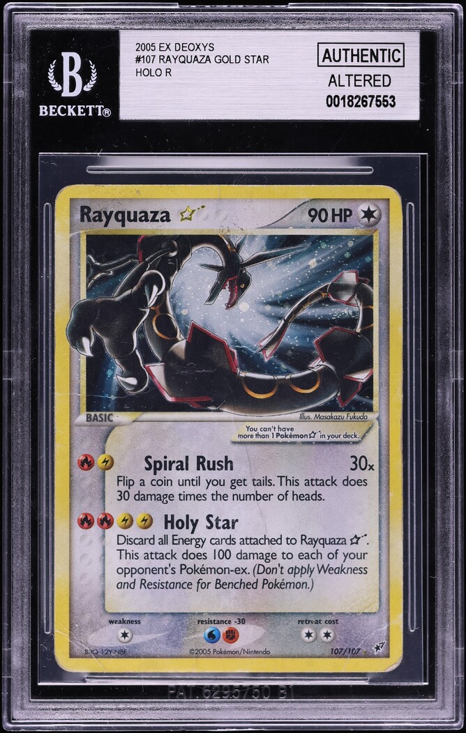 2005 Pokemon EX Deoxys Holo Rayquaza Gold Star #107 BGS AUTH on ...