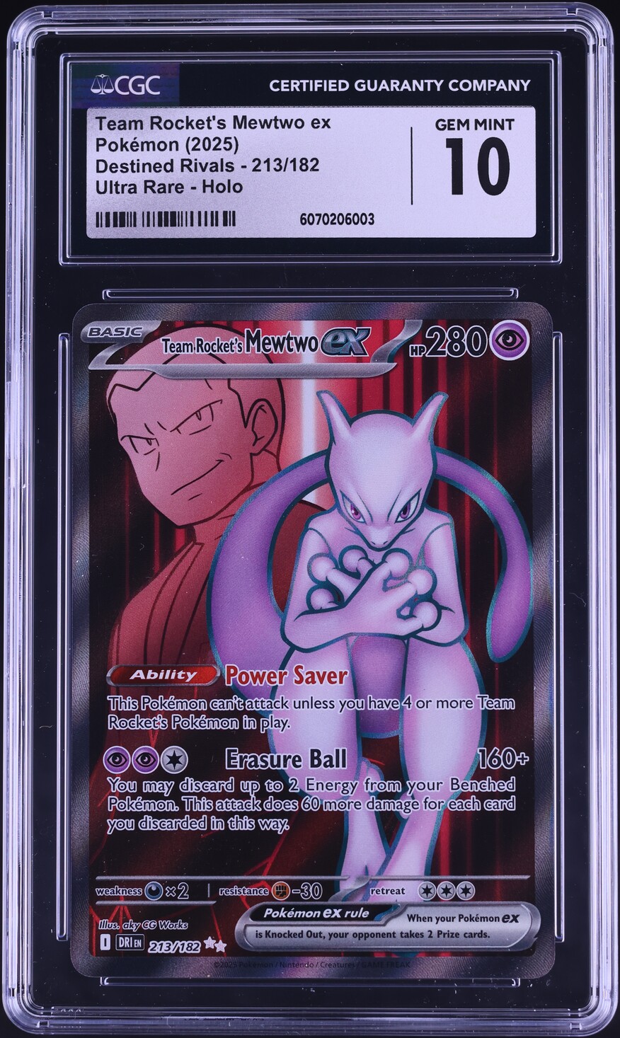 2025 Pokemon SV Destined Rivals Full Art Team Rocket's Mewtwo ex #213 CGC 10 GEM on Fanatics Collect