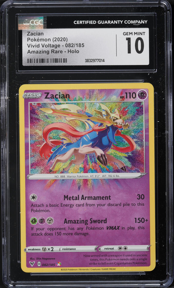 2020 Pokemon SWSH Vivid Voltage Amazing Rare Zacian #82 CGC 10 GEM MINT ...