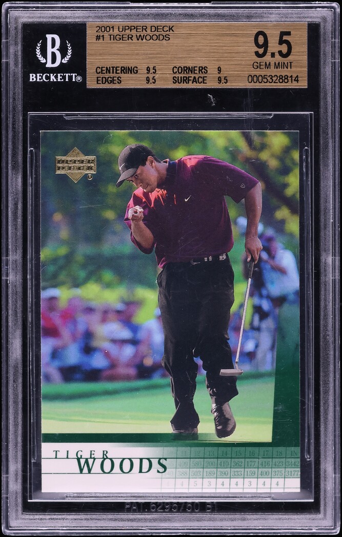 2001 Upper Deck Golf Tiger Woods ROOKIE #1 BGS 9.5 GEM MINT on Fanatics ...