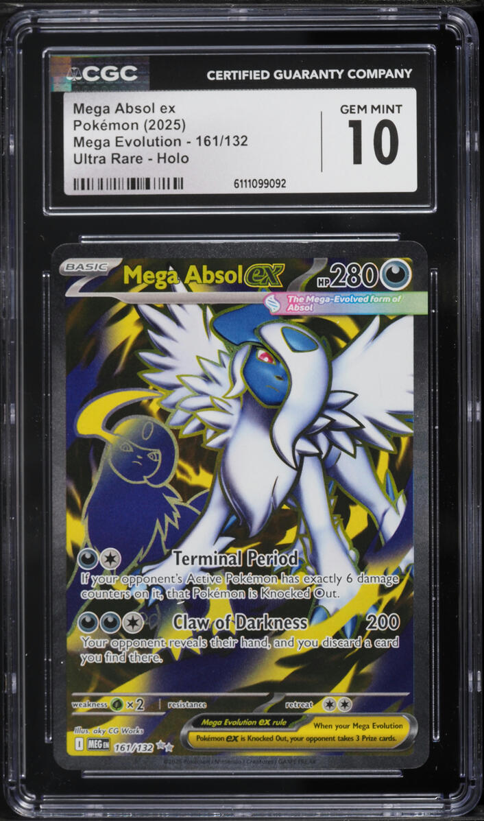 2025 Pokemon Mega Evolution Full Art Mega Absol Ex #161 CGC 10 GEM MINT ...
