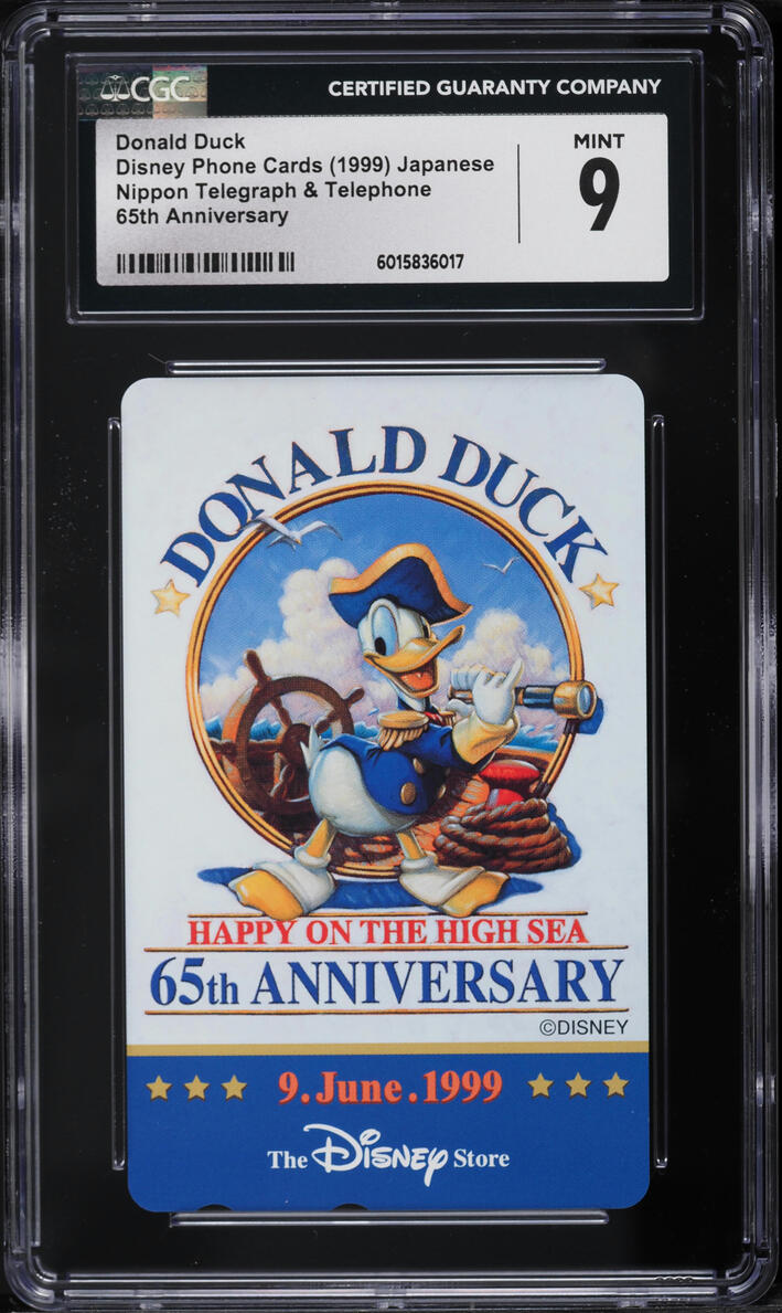 1999 Disney Phone Cards 65th Anniversary Donald Duck CGC 9 MINT on ...