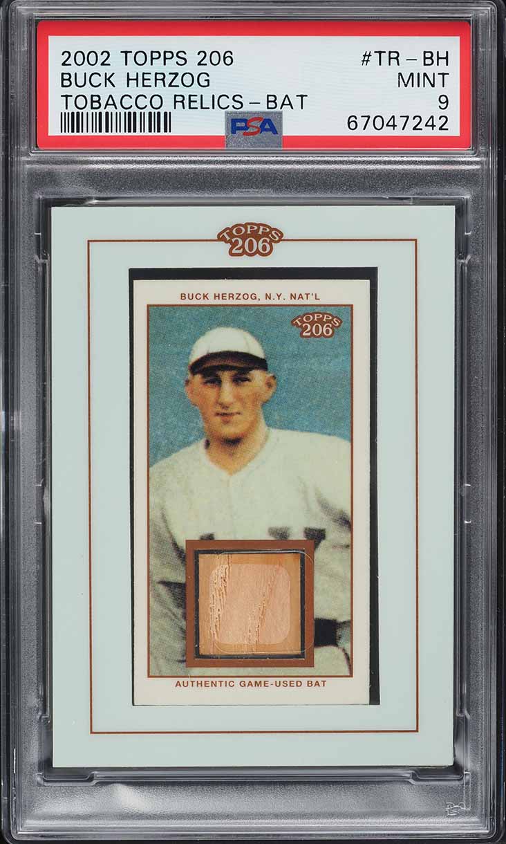2002 Topps 206 Tobacco Relics Buck Herzog BAT PATCH #TR-BH PSA 9 MINT on Fanatics Collect