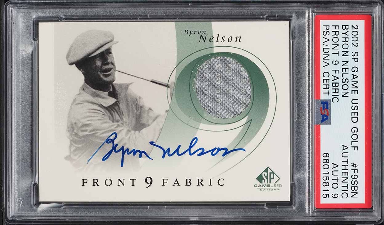 2002 SP Game Used Front 9 Byron Nelson PATCH AUTO DNA 9 #F9S-BN PSA ...