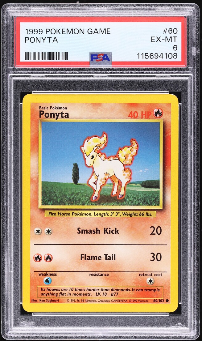 1999 Pokemon Base Set Ponyta #60 PSA 6 EXMT on Fanatics Collect