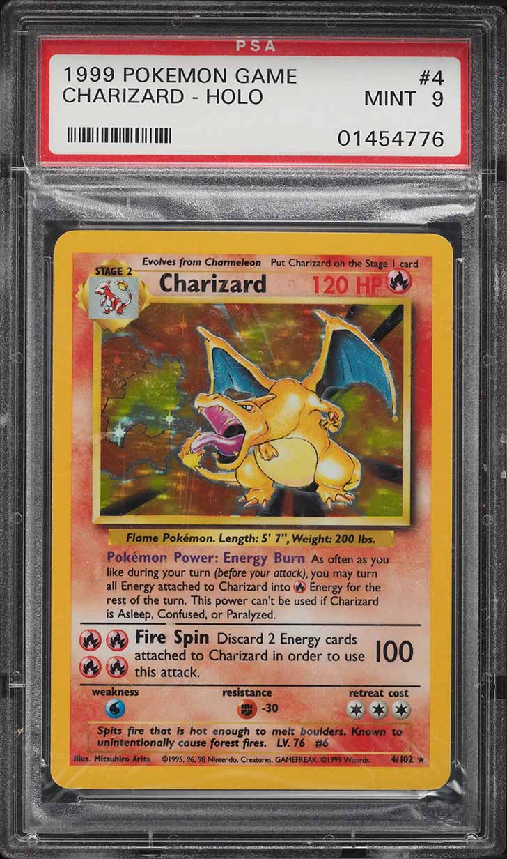 1999 Pokemon Base Set Holo Charizard #4 PSA 9 MINT on Fanatics Collect