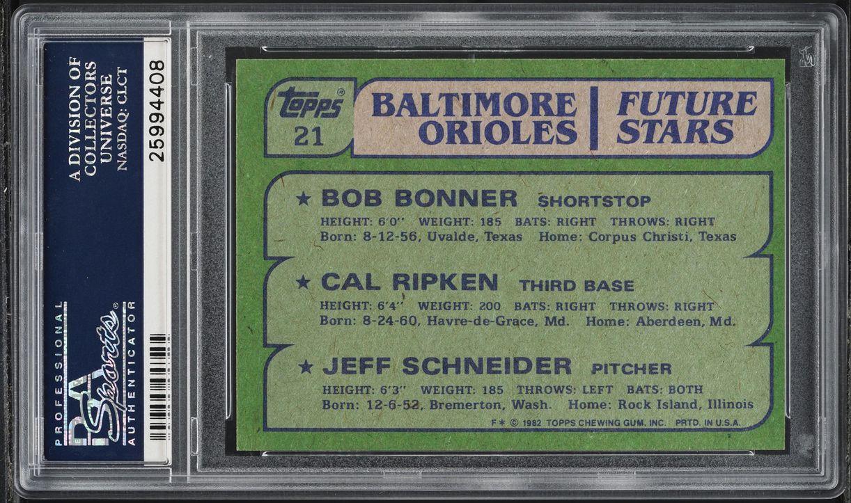 1982 Topps Cal Ripken Jr. ROOKIE #21 PSA 10 GEM MINT on Fanatics Collect