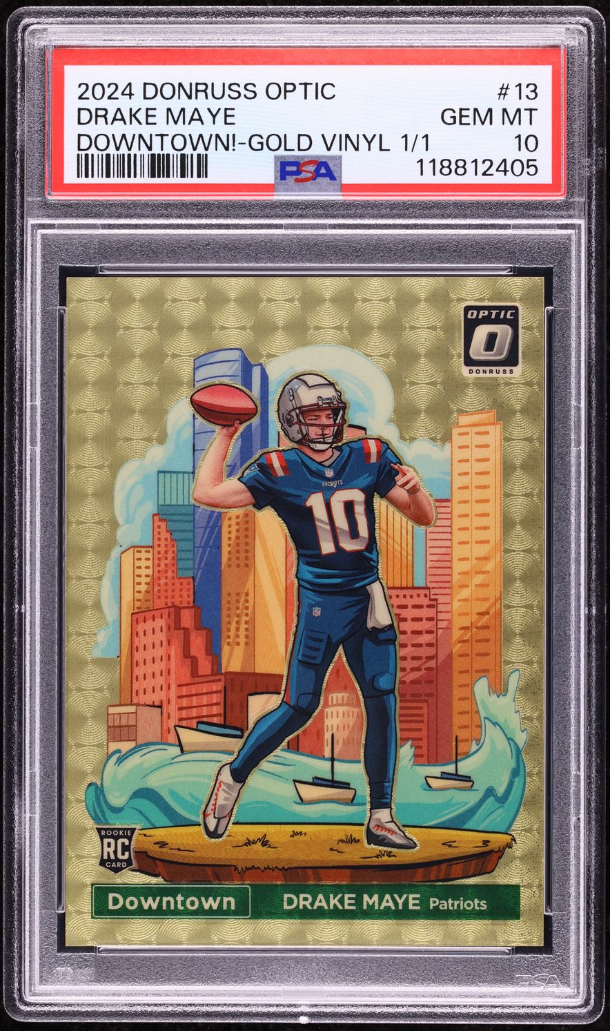 2024 Donruss Optic Downtown Gold Vinyl Drake Maye ROOKIE 1/1 #13 PSA 10 ...