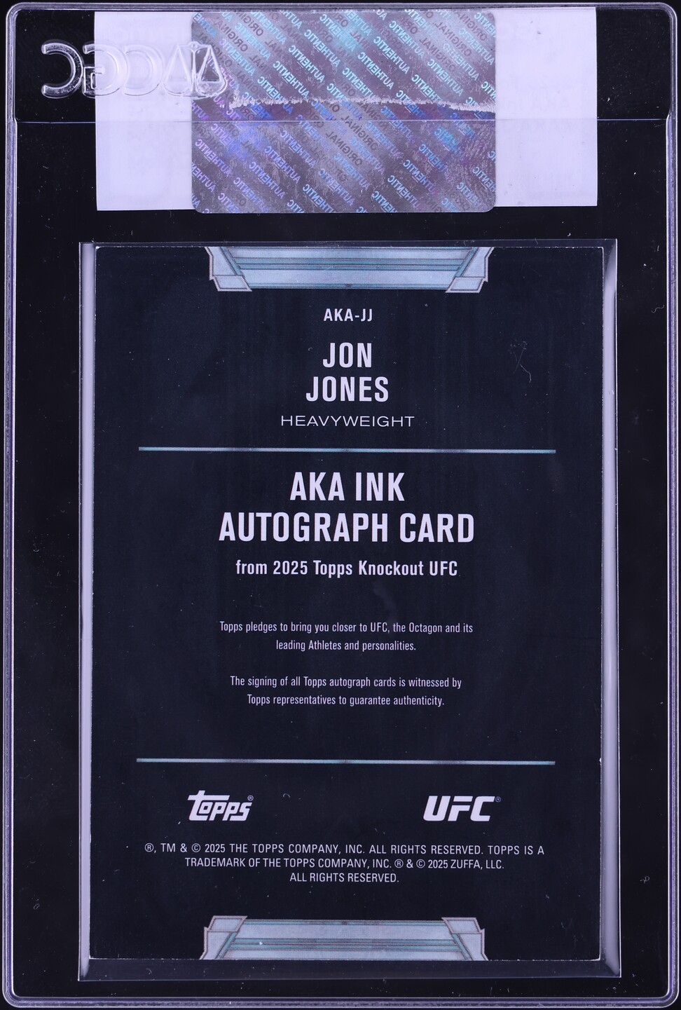 2025 Topps Knockout UFC AKA Ink Jon Jones AUTO 25/25 #AKA-JJ CGC AUTH ...