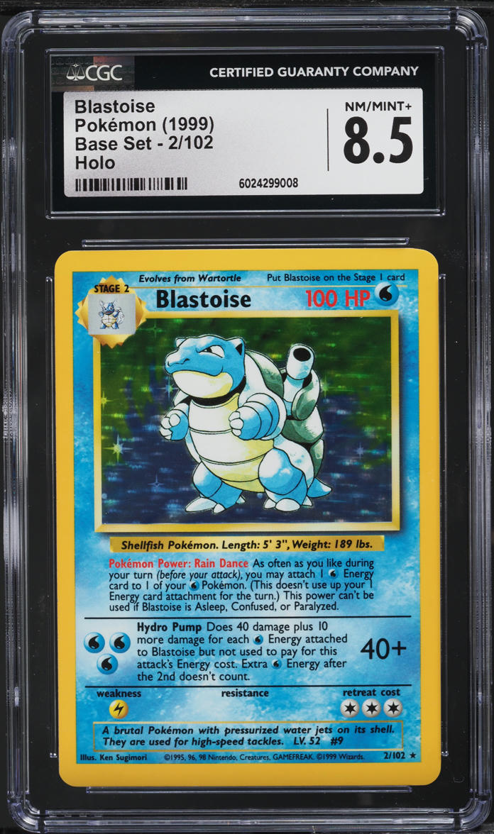 1999 Pokemon Base Set Holo Blastoise #2 CGC 8.5 NM-MT+ on Fanatics Collect