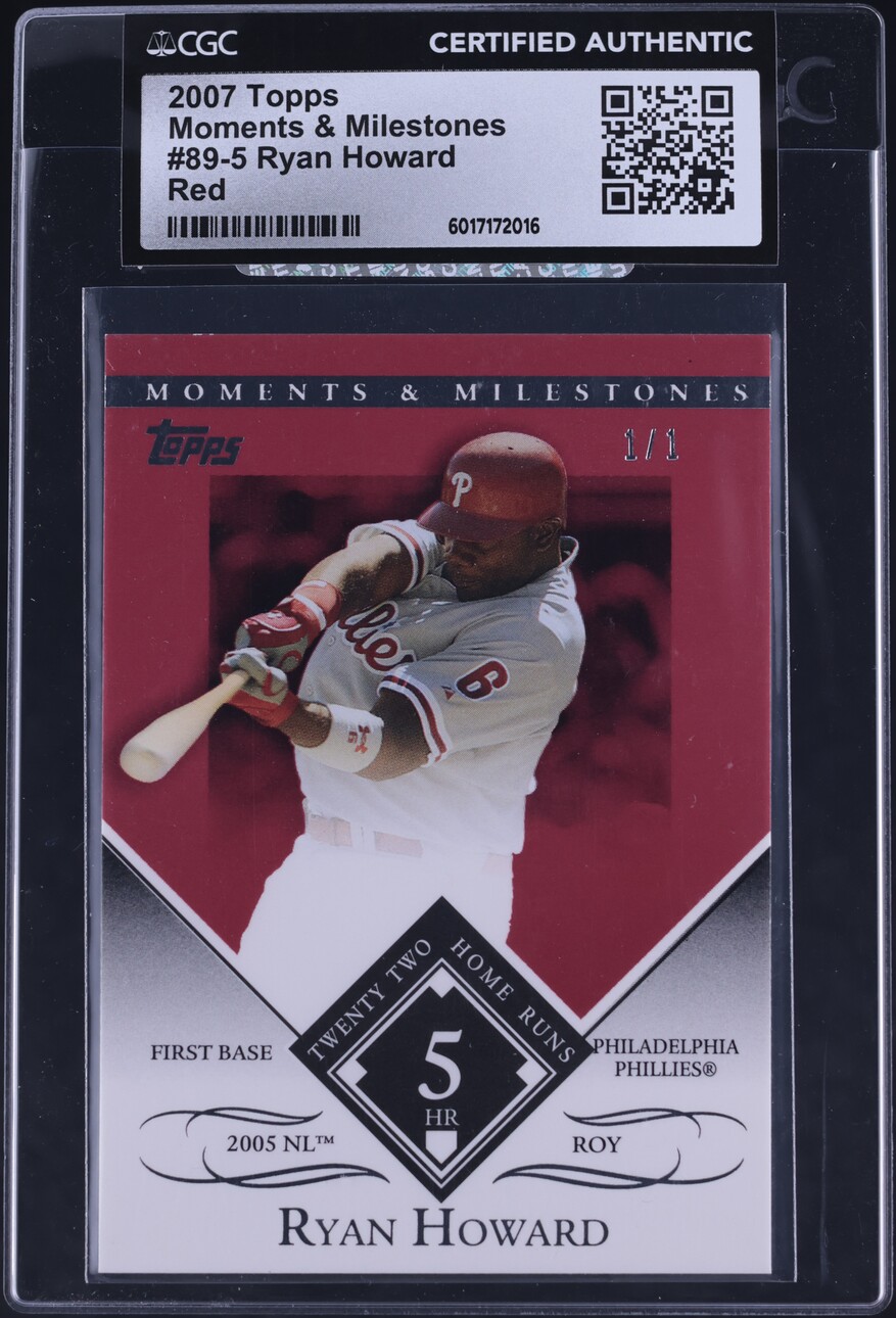 2007 Topps Moments & Milestones Red Ryan Howard 1/1 #89-5 CGC AUTH on ...