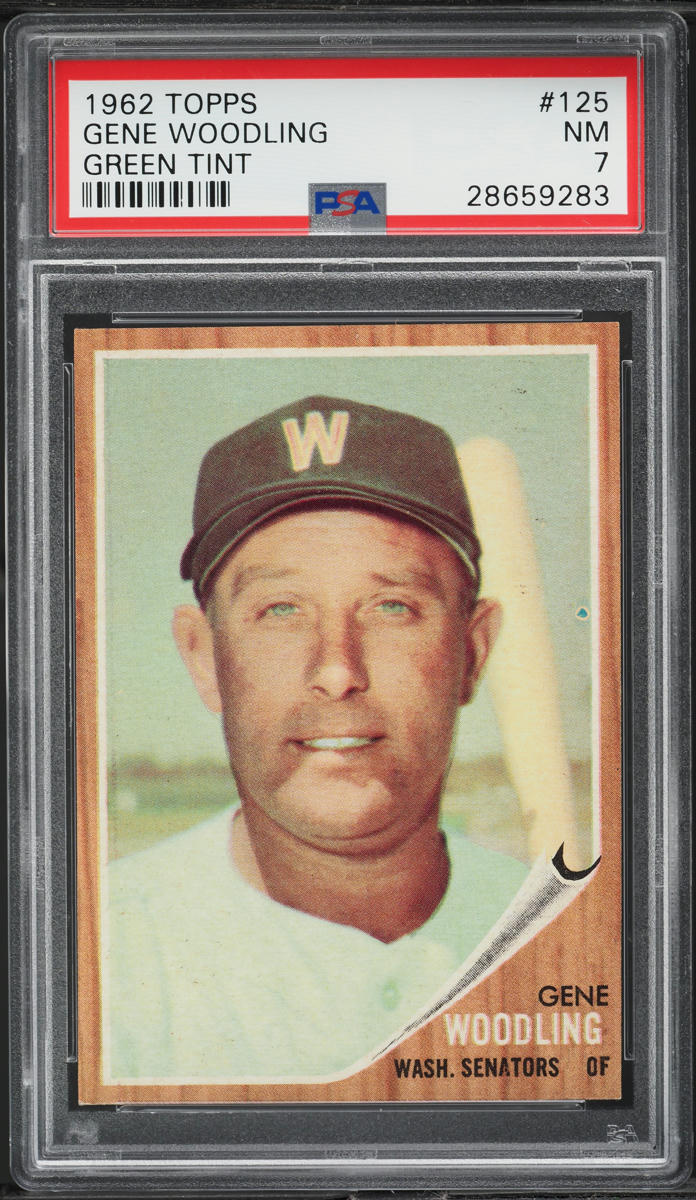 1962 Topps Gene Woodling GREEN TINT #125 PSA 7 NRMT on Fanatics Collect