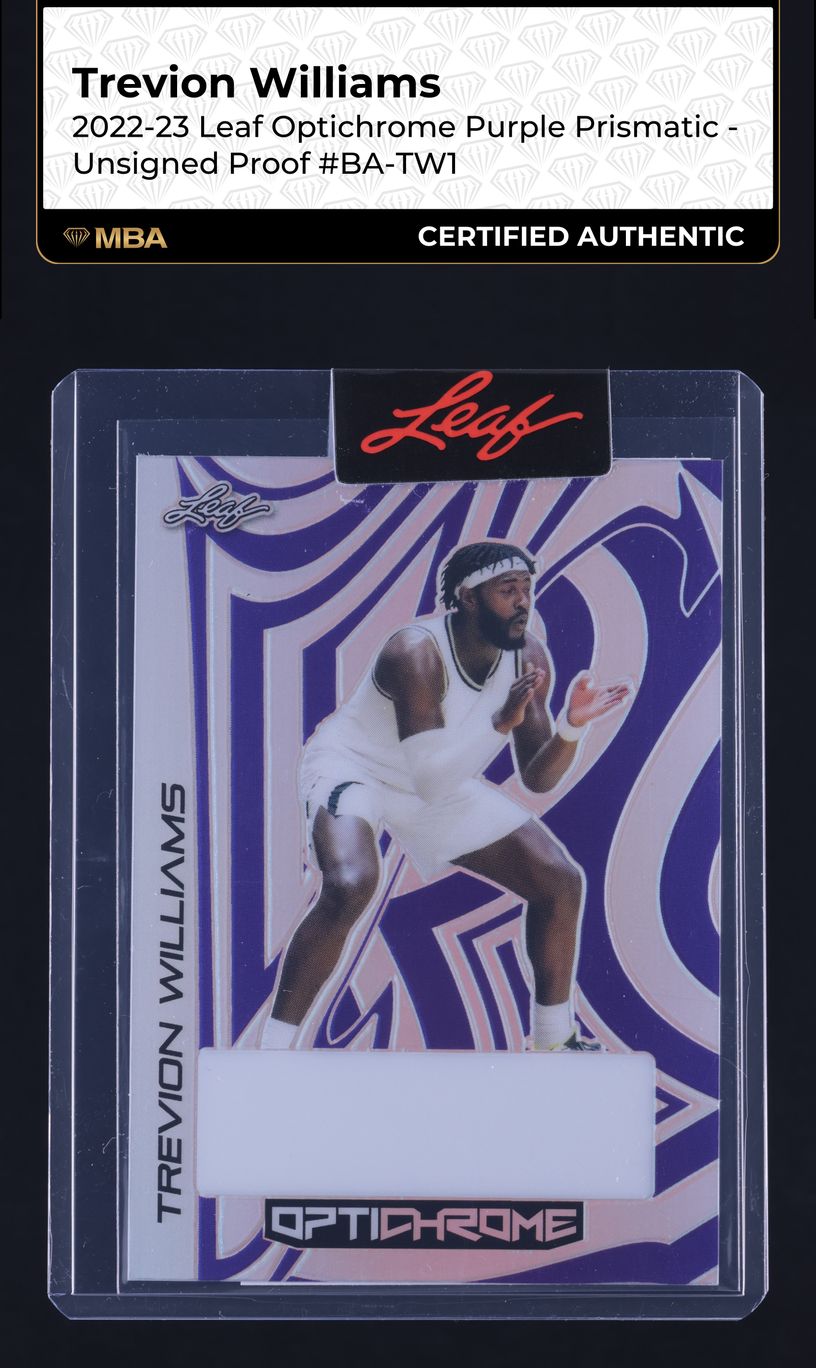 2022 Leaf Optichrome Purple Prismatic Proof Trevion Williams RC 1/1 MBA ...