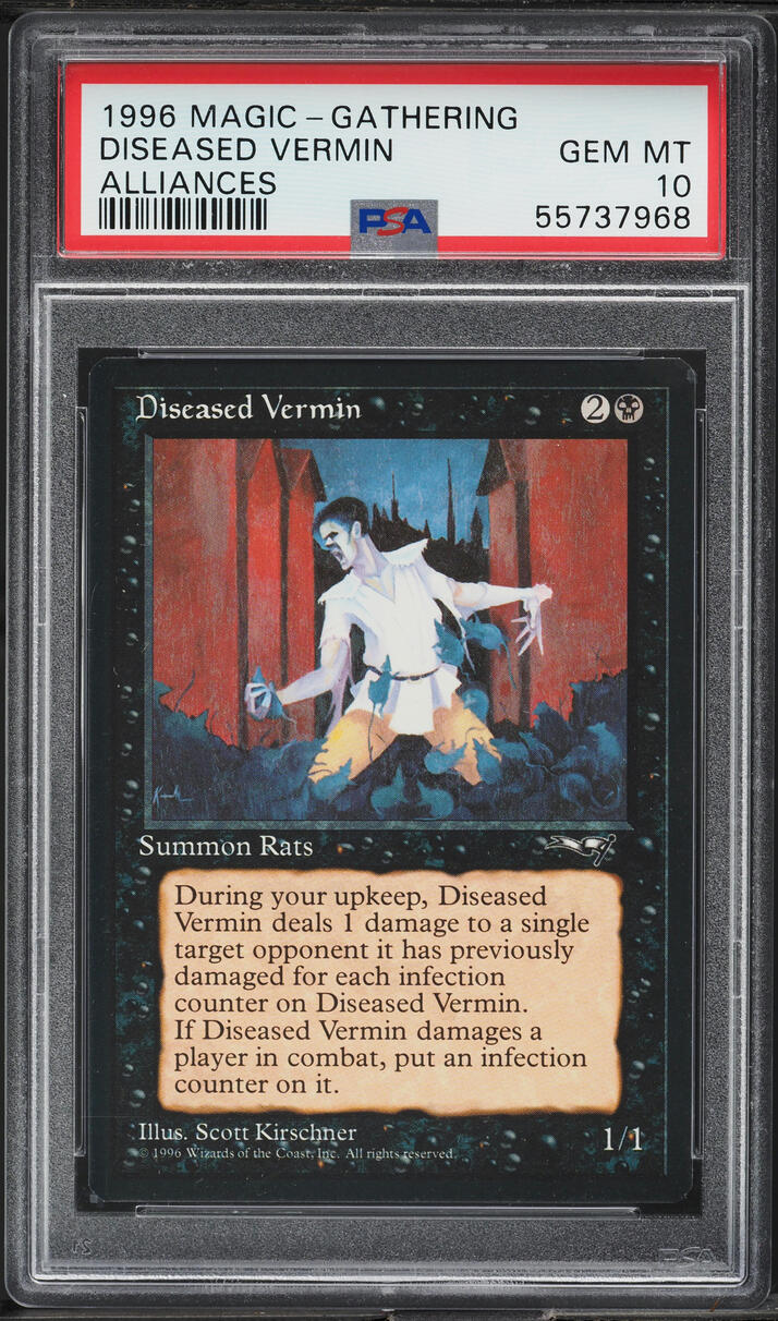 1996 Magic The Gathering MTG Alliances Diseased Vermin PSA 10 GEM MINT ...