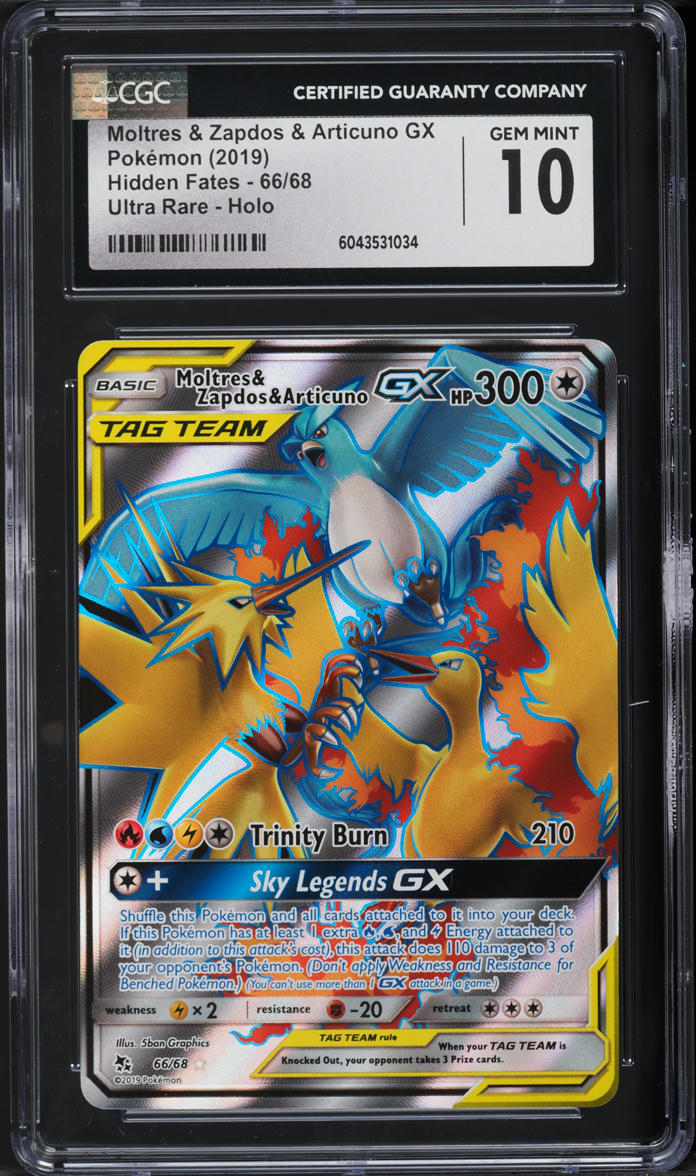2019 Pokemon SM Hidden Fates Moltres & Zapdos & Articuno GX #66 CGC 10 ...