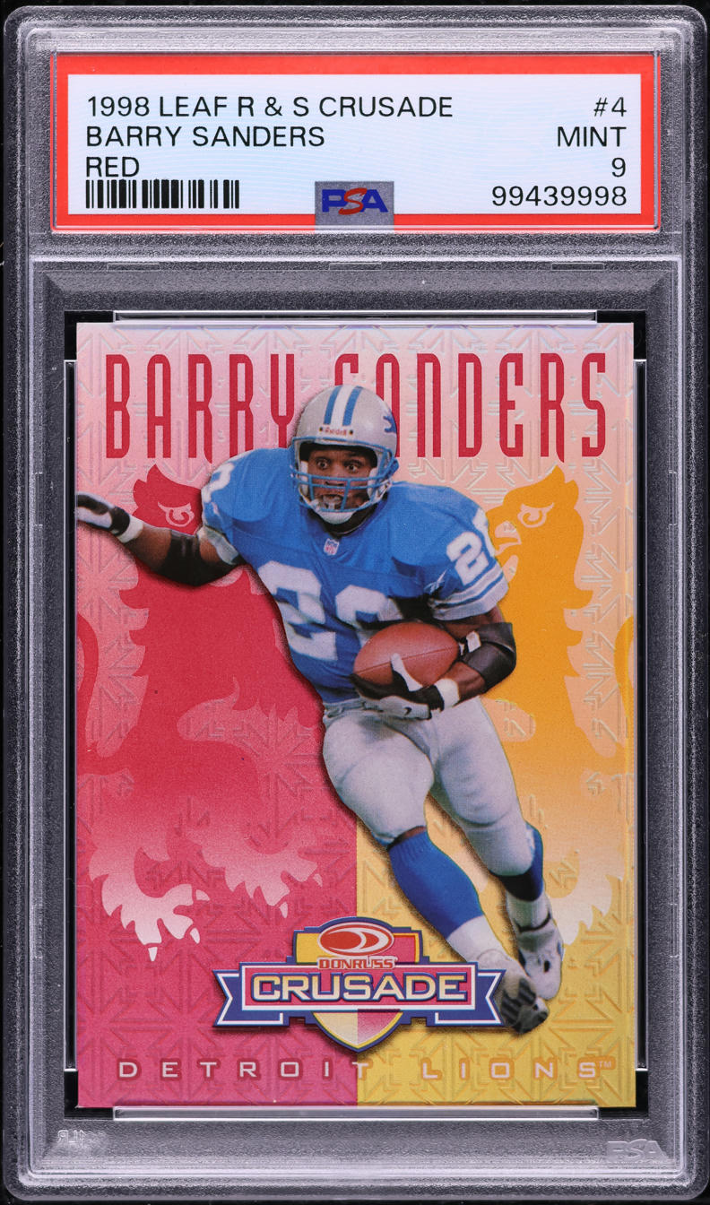 1998 Leaf Rookies & Stars Crusade Red Barry Sanders /25 #4 PSA 9 MINT ...