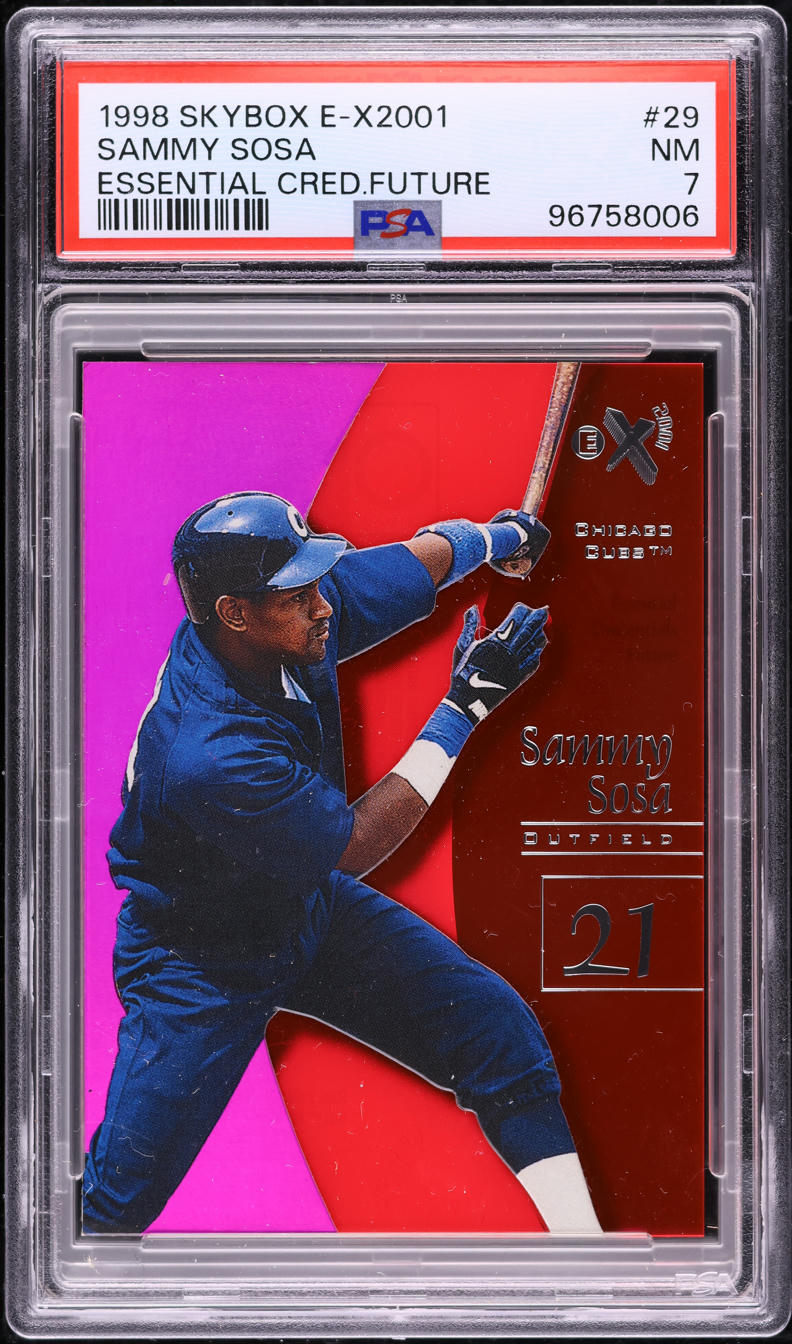 1998 Skybox E-X 2001 Essential Credentials Future Sammy Sosa /72 #29 ...