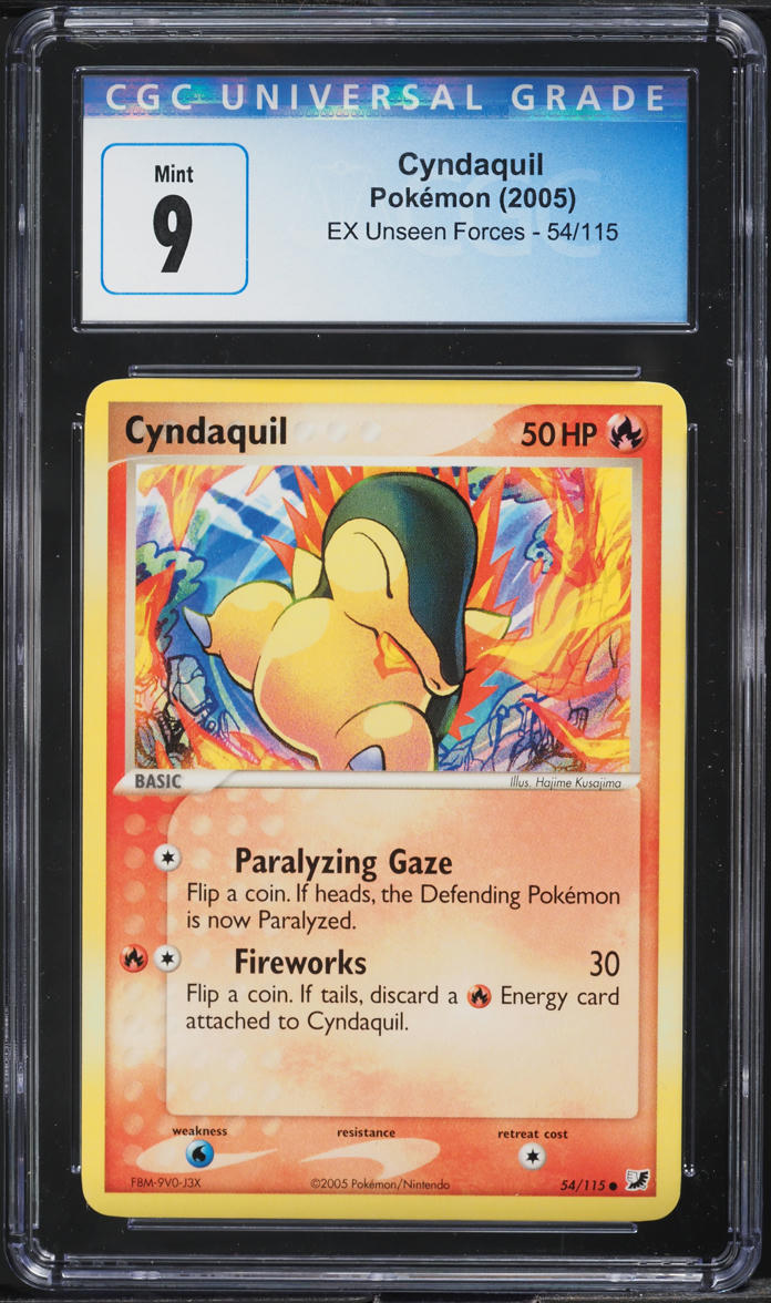 2005 Pokemon EX Unseen Forces Cyndaquil #54 CGC 9 MINT on Fanatics Collect