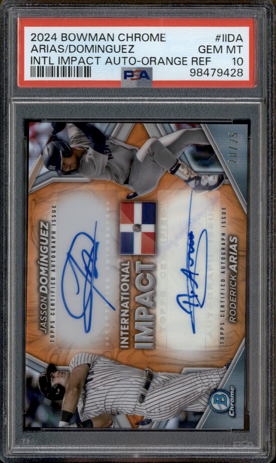 2024 Bowman Chrome Dual Auto Orange Jasson Dominguez Roderick Arias /25 ...