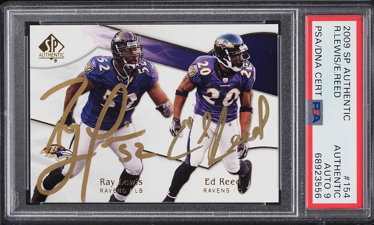 2009 SP Authentic Ray Lewis & Ed Reed AUTO DNA 9 #154 PSA AUTH on ...