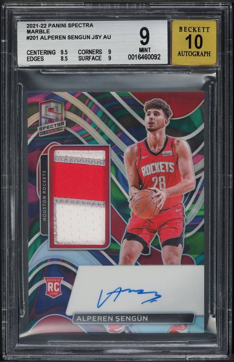 2021 Panini Spectra Marble Alperen Sengun ROOKIE PATCH AUTO 1/5 #201 ...