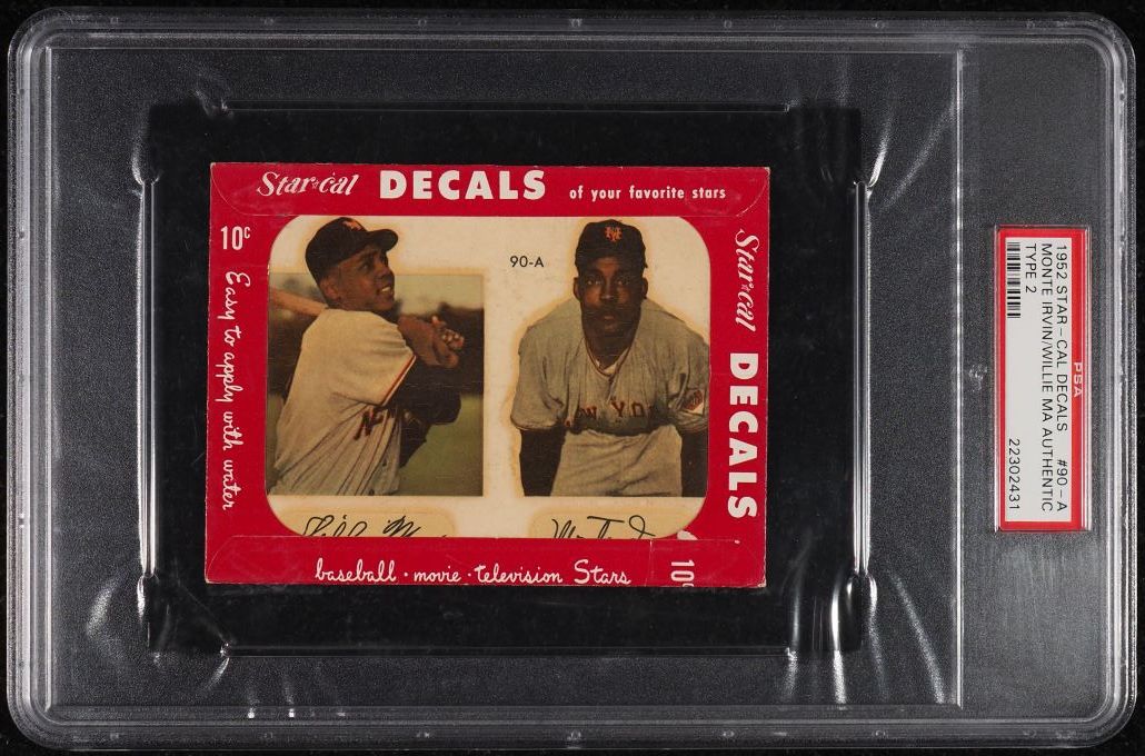 1952 Star-Cal Decals Type 2 Monte Irvin Willie Mays #90-A PSA AUTH on ...