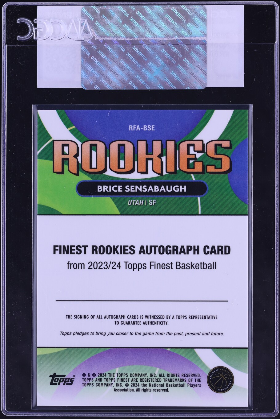 2023 Finest Brice Sensabaugh ROOKIE AUTO #RFA-BSE CGC AUTH on Fanatics ...