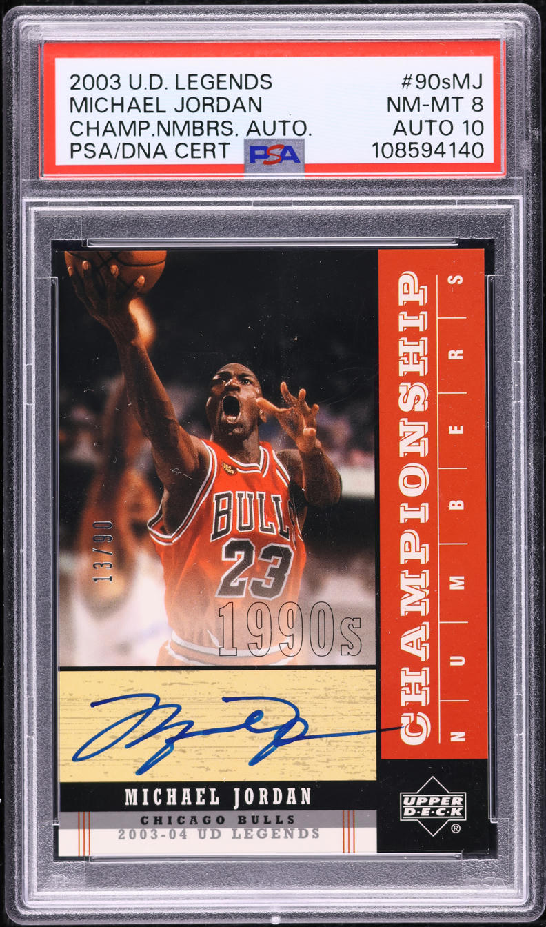 2003 UD Legends Championship Numbers Michael Jordan AUTO DNA 10 /90 PSA ...
