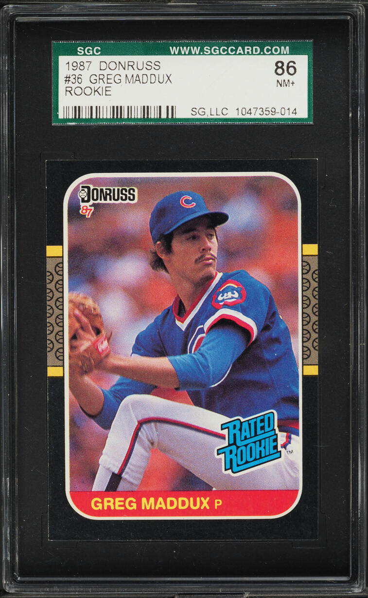 1987 Donruss Greg Maddux ROOKIE #36 SGC 7.5 NRMT+ on Fanatics Collect