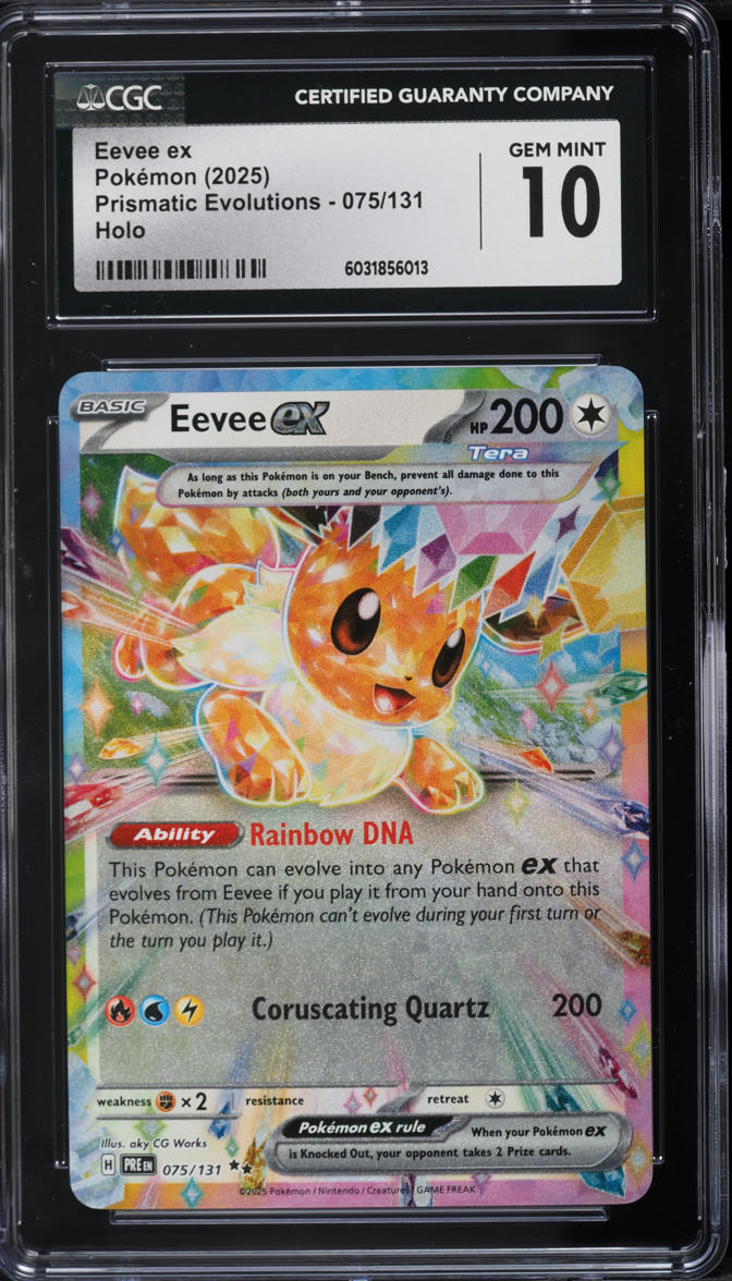 2025 Pokemon SV Prismatic Evolutions Holo Eevee ex #75 CGC 10 GEM MINT ...