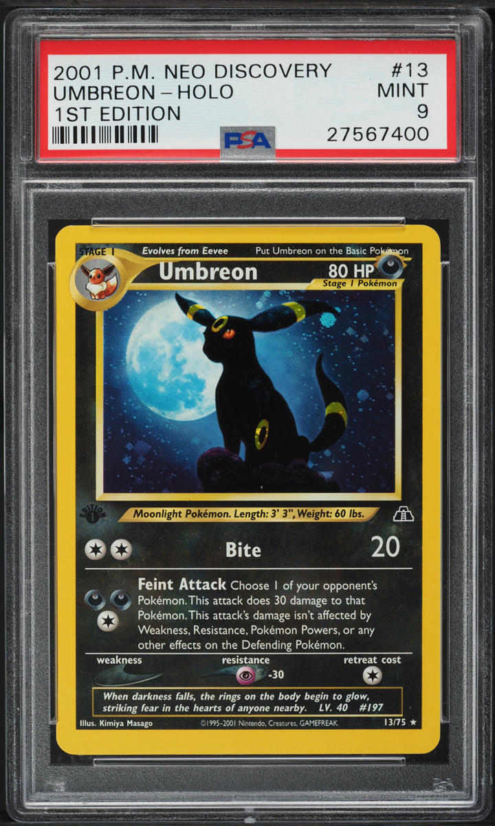 2001 Pokemon Neo Discovery 1st Edition Holo Umbreon #13 PSA 9 MINT on ...
