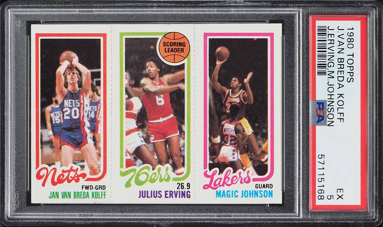 1980 Topps Basketball Magic Johnson Julius Erving Kolff ROOKIE PSA 5 EX ...